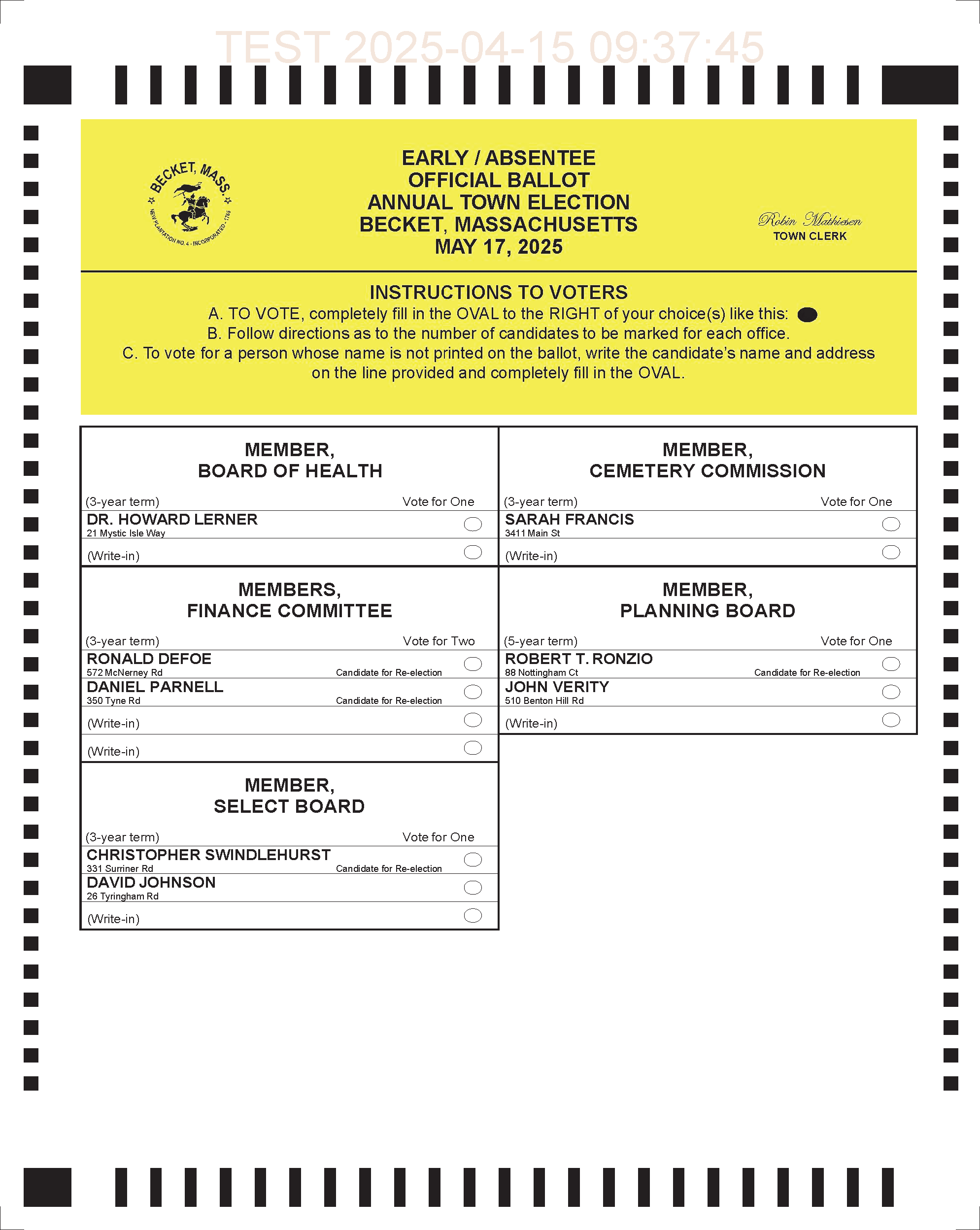 2025 Approved Local Election Ballot – The Becket Beat